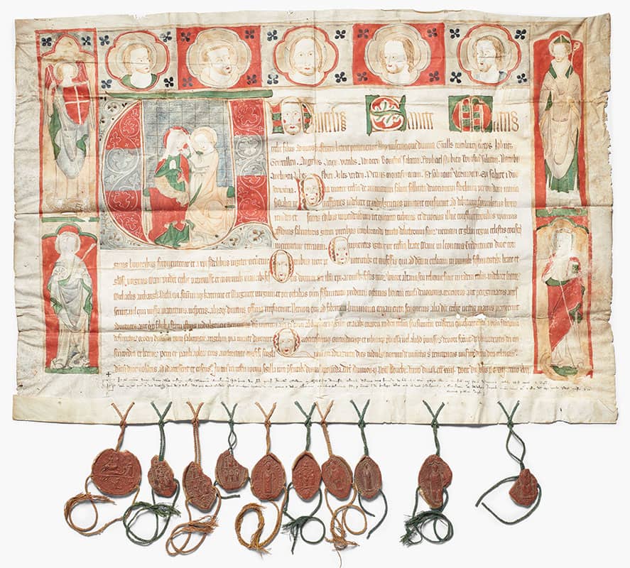 50 / Ablassbrief für die Pfarrkirche Mariä Himmelfahrt, Niederlana ...